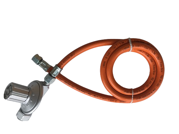 Gas hose with threaded connection and variable pressure regulator